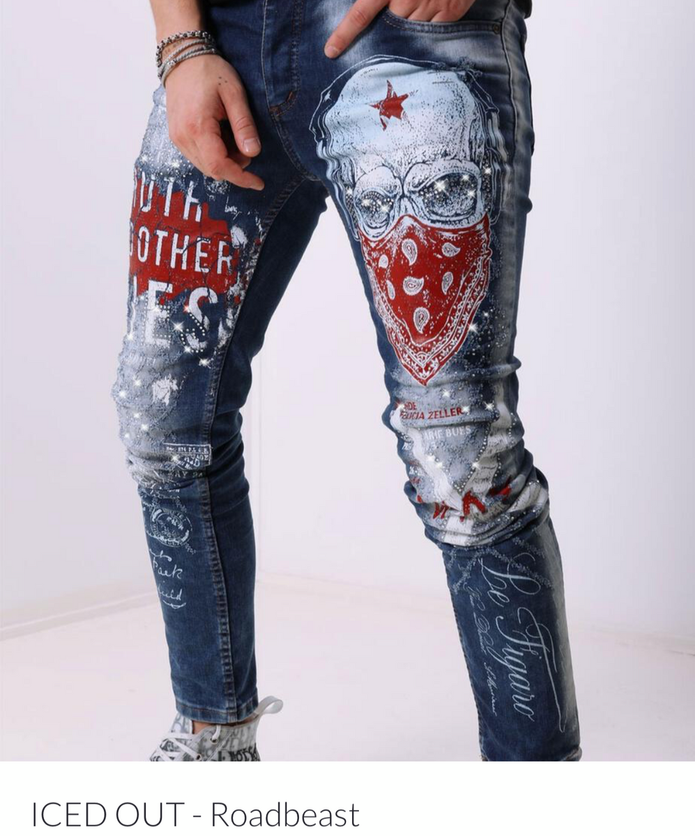 Sernes Brand Men’s Iced Out Rhinestone Jeans Pants – Unleashed ...