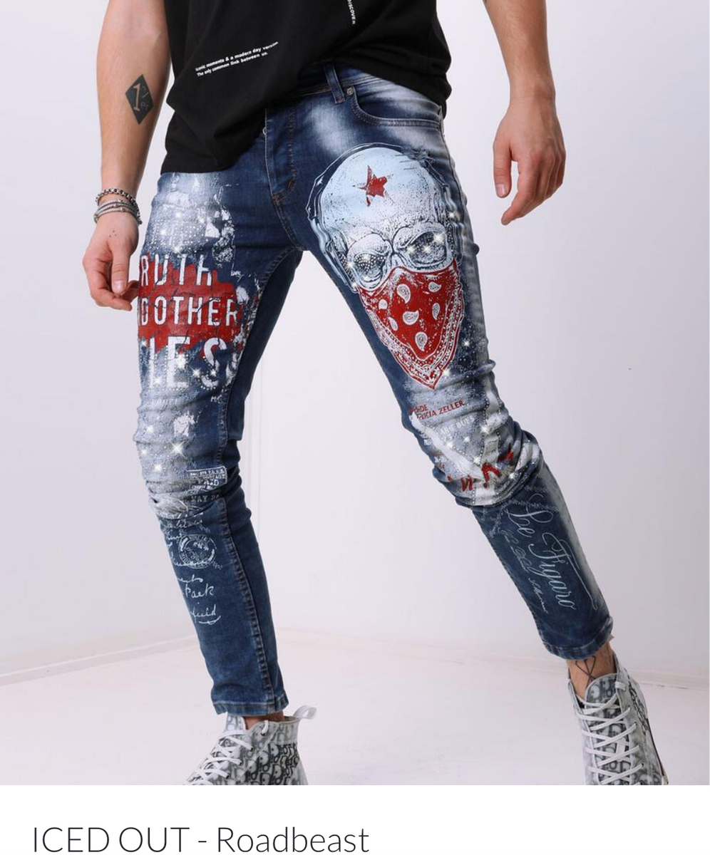 Sernes Brand Men’s Iced Out Rhinestone Jeans Pants – Unleashed ...